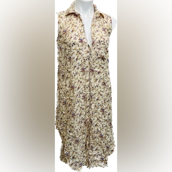 Tops | Mes Demoiselles Sheer Micro Floral Side Split Duster Top | Poshmark